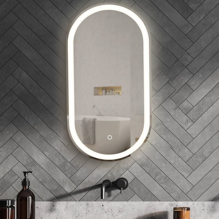 Barelli 900 x 450mm Frameless Pill Shape Front Lit LED Mirror – Big Bazaar