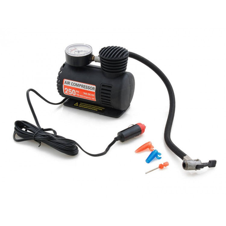 250psi Mini Air Compressor Tyre Inflator + Guage | 2.7m 12V DC Car Soc ...
