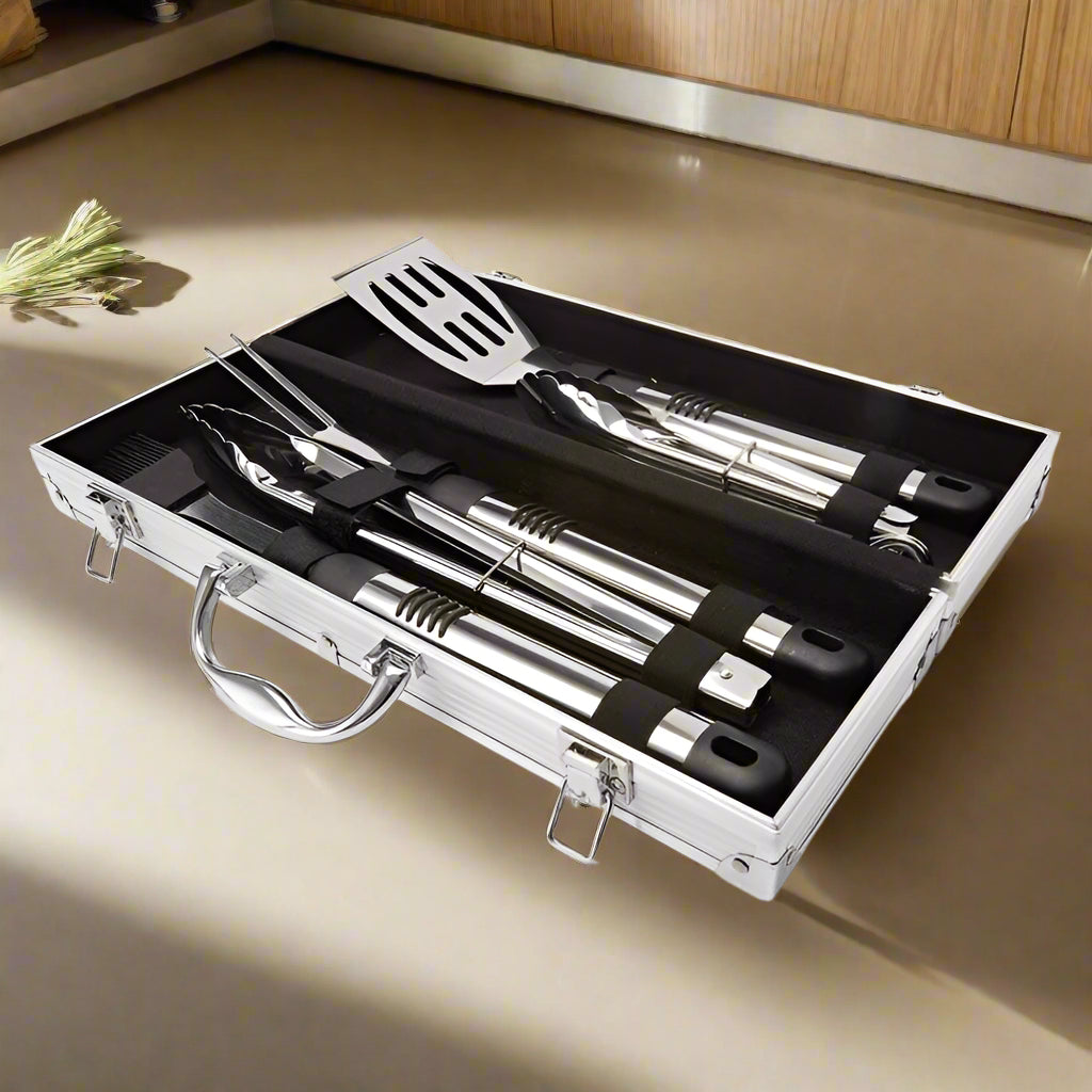 10 Piece Ultimate BBQ Tool Set with Aluminium Case – Big Bazaar